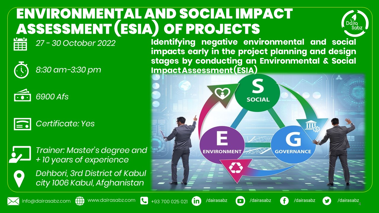 Professional Training on Environmental and Social Impact Assessment (ESIA) of Projects - Daira ...